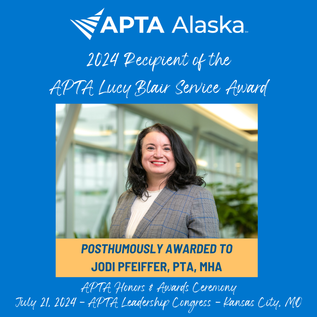 Pfeiffer Honored with APTA Lucy Blair Service Award – Alaska Physical ...